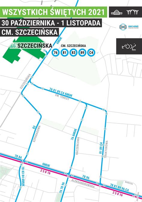 Cmentarz Szczecińska Objazdy i trasy MPK Łódź na Wszystkich Świętych