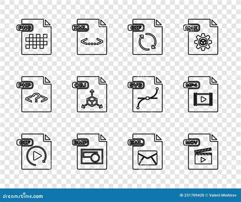 Set Line File Document MOV BMP PNG OBJ EML And MP4 Icon