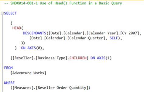 stairway to mdx level 14 basic set functions the head function sqlservercentral
