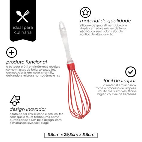 Batedor de Ovos Fouet em Silicone Cabo Acrílico Mimo Style Mimo