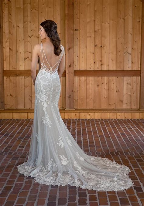 D3657 Essense Of Australia Sparkly Fit And Flare Lace Wedding Dress