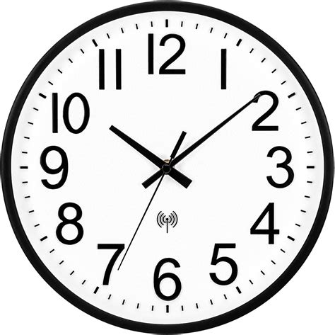 Lawei Horloge murale radio pilotée en aluminium Silencieuse Pendule