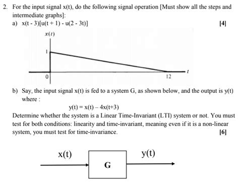 solved 2 for the input signal x t do the following signal