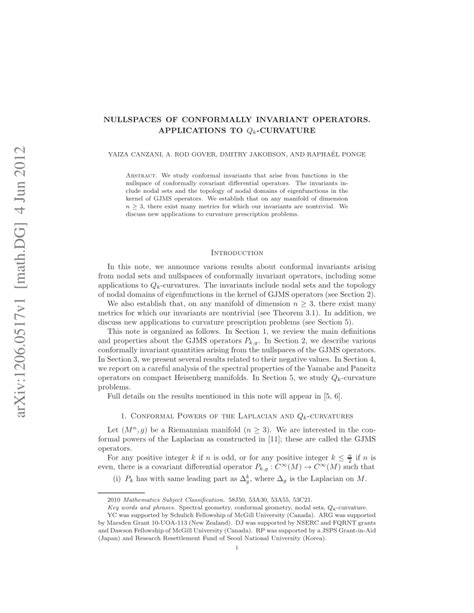 pdf nullspaces of conformally invariant operators applications to q {k} curvature