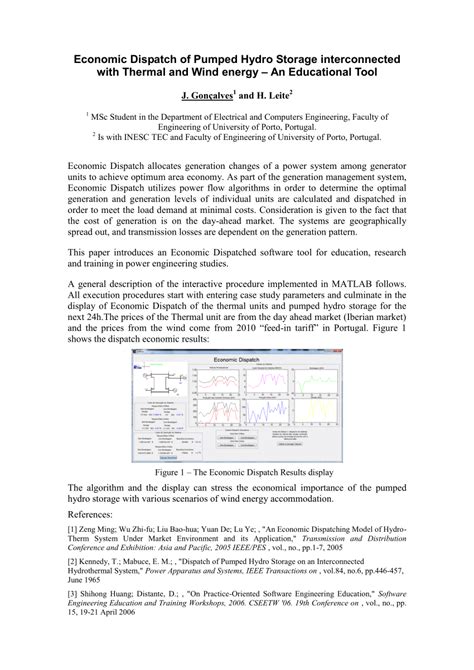 pdf economic dispatch of pumped hydro storage interconnected with thermal and wind energy an