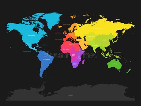 O Mapa Do Mundo Dividiu Se Em Seis Continentes Cada Continente Na Cor