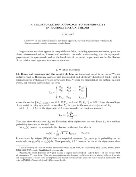 a transportation approach to universality in random matrix theory