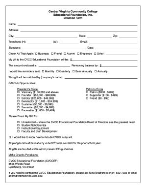 Fillable Online Cvcc Vccs Central Virginia Community College