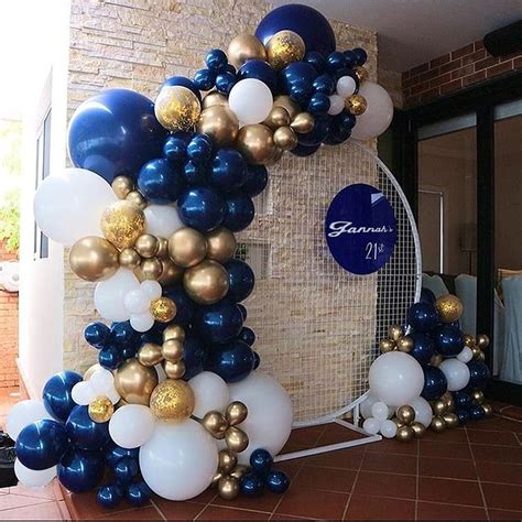 Buy Navy Blue Gold White Balloon Arch Garland Kit Pcs Size Navy