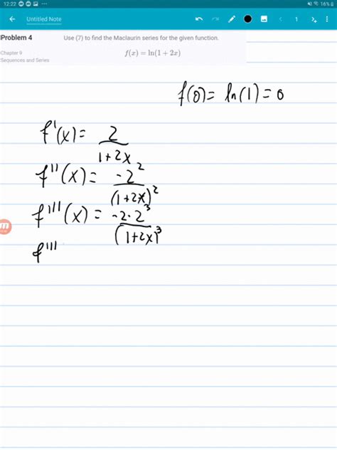solved use 7 to find the maclaurin series for the given function f x ln 1 2 x