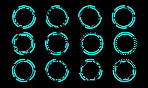 Set Of Sci Fi Blue Circle User Interface Elements Technology Futuristic