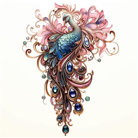 Hay Un Dibujo De Un Pavo Real Con Muchas Plumas Ai Generativo Foto