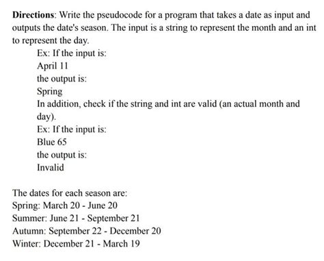 Solved Directions Write The Pseudocode For A Program That Chegg