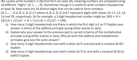 Solved We Usually Write Numbers In Decimal Form Or Base Chegg