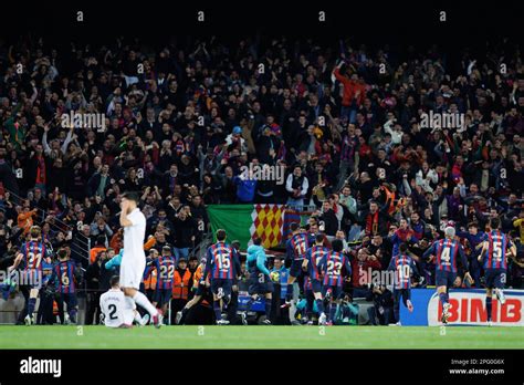 Barcelona Spain 19th Mar 2023 Barcelona Players Celebrate The Last