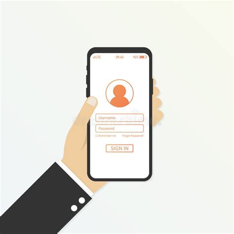 Hand Holding Smart Phone With User Login Form Page And Sign In Button