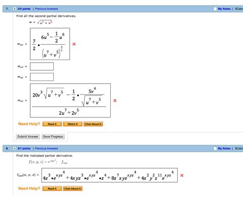 solved find all the second partial derivatives w u7