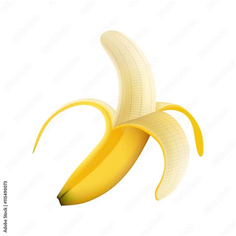 Vector Illustration Of A Yellow Half Peeled Banana Transparent Vector