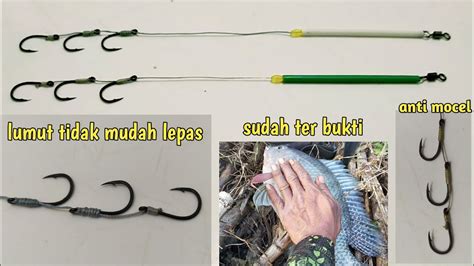 Cara Mudah Membuat Tiga Rangkaian Mata Kail Untuk Umpan Lumut Mancing