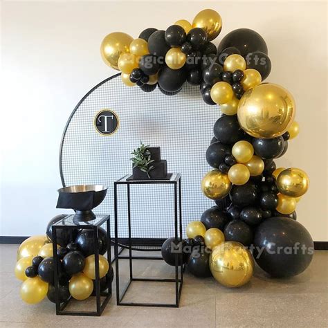 123pcs Black Gold Balloon Garland Gold 4D Balloon Arch Kit For Etsy