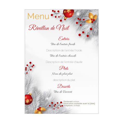 Menu Restaurant Repas Noel Gris Sapin gratuit à imprimer carte 3525