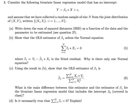 solved 3 consider the following bivariate linear regression