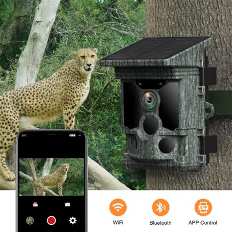VOOPEAK Caméra de Chasse à Panneau Solaire 4K 30fps WiFi 36MP Bluetooth