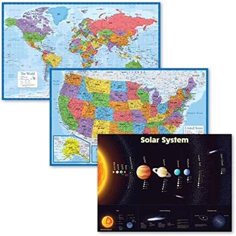 Amazon Laminated World Map Us Map Poster Set X Wall