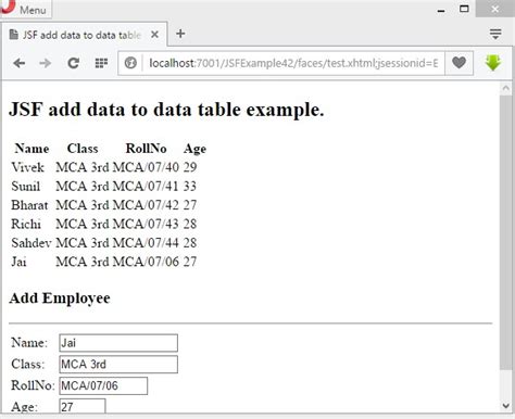 Jsf Datatable Add Row Example W3schools