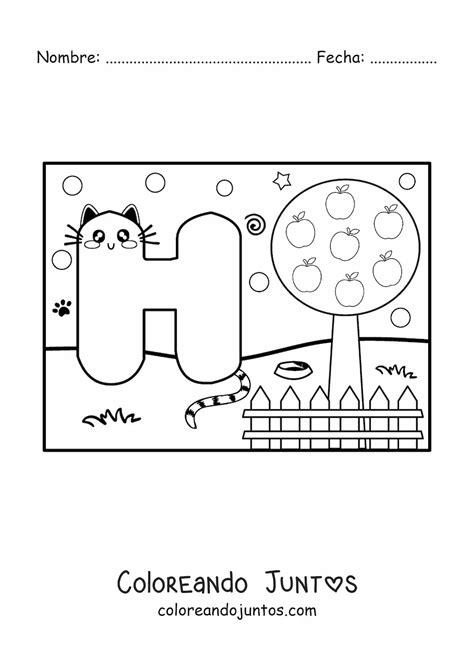 La Letra H Animada Con Forma De Gato En El Parque Coloreando Juntos