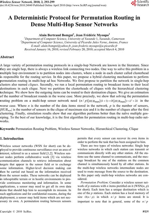 a deterministic protocol for permutation routing in dense multi hop sensor networks