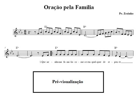 ORAÇÃO PELA FAMÍLIA Pe Zezinho PARTITURA Partituras Agora