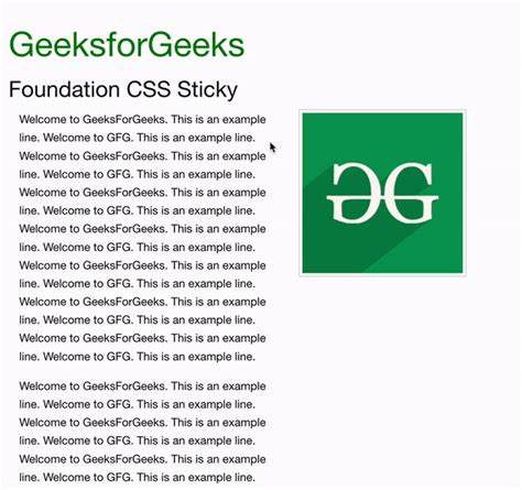 foundation css sticky geeksforgeeks