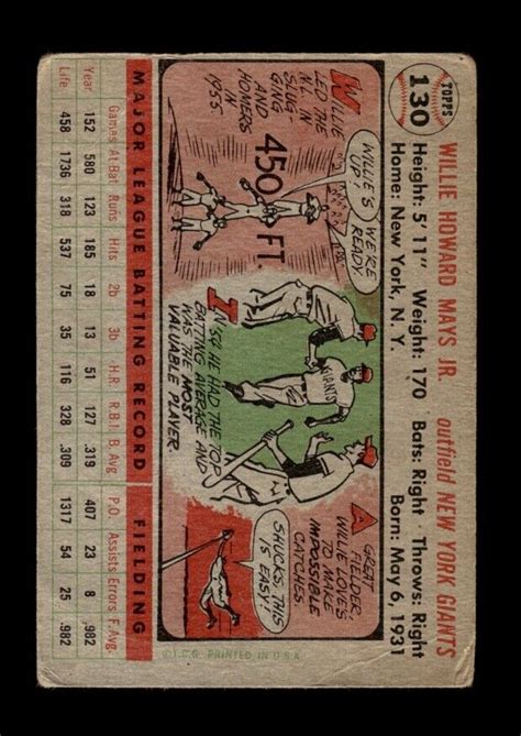 Topps Set Break Willie Mays Low Grade Crease Gmcards Ebay