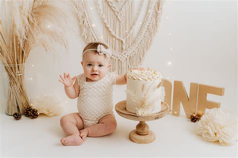 Boho Themed Cake Smash Photoshoot Cornwall Studio Curious Creatures