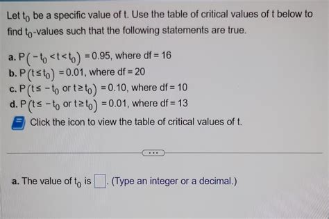 solved let t0 be a specific value of t use the table of