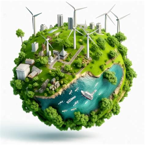 Premium AI Image A Green Earth With Trees And Wind Mills