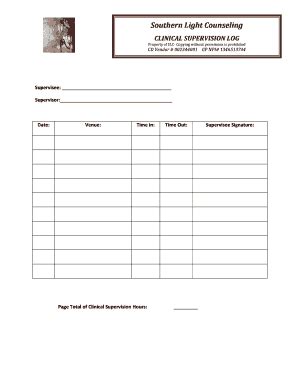 Fillable Online Clinical Supervision Log Edited