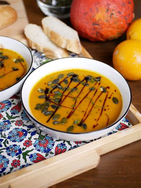 Kürbissuppe mit Kokosmilch Orange Ingwer super lecker Shibas