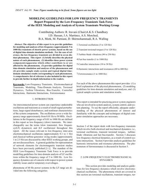 modeling guidelines for low frequency transients