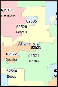 MACON County Illinois Digital ZIP Code Map