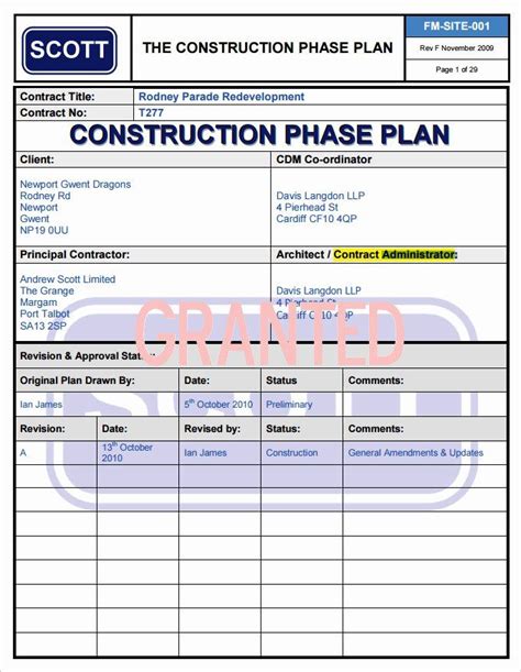 Construction Safety Plan Template Best Of 8 Construction Phase Plan