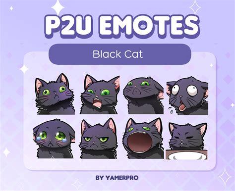 8 Funny Cute Black Cat Emote Pack Memes Stickers For Discord Twitch