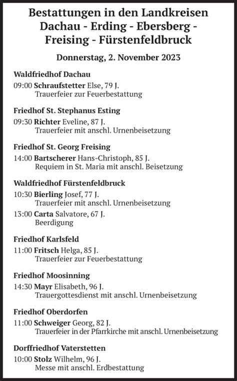 Traueranzeigen Von Bestattungen Vom Trauer Merkur De