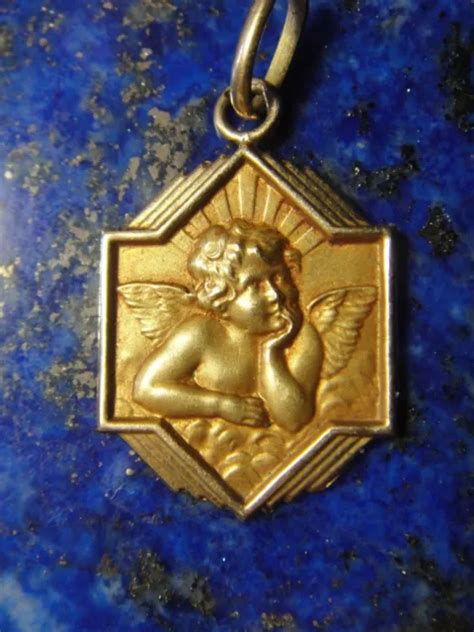 MÉDAILLE DE BAPTÊME Angelot Ange Chérubin Or jaune Gold 18k 750