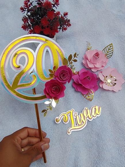 Topo De Bolo Circular Floral Elo7 Produtos Especiais