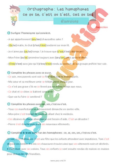 Les Homophones Grammaticaux Fiches Ce Ou Se C Est Ou S Est Ces Ou