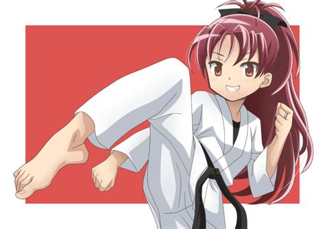 Safebooru 1girl Bangs Barefoot Dougi Feet Highres Karate Long Hair Looking At Viewer Mahou