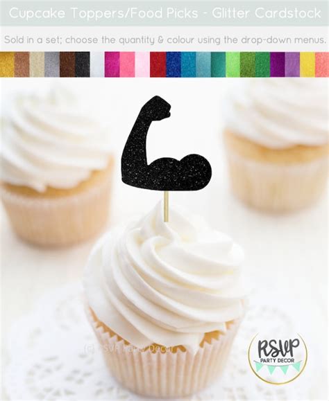 Muscle Arm Cupcake Toppers Fitness Party Decorations Weightlifter