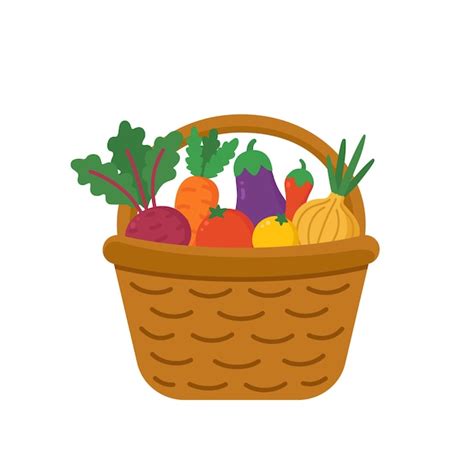 Una cesta de verduras Cosecha de verduras Ilustración de vector de